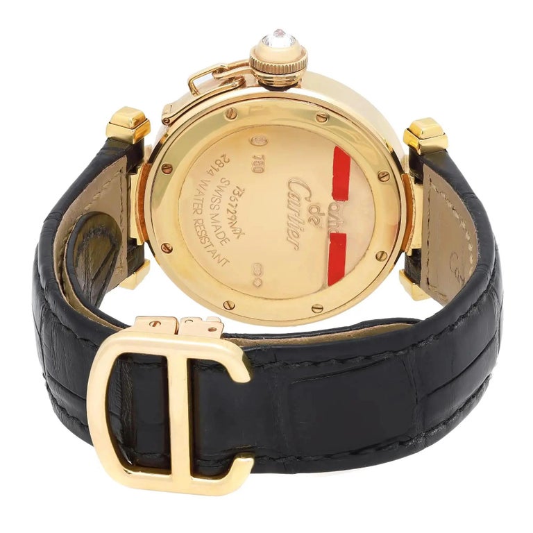 Cartier Pasha Grid de 32mm Silver Dial 18K Yellow Gold Diamond Watch ...