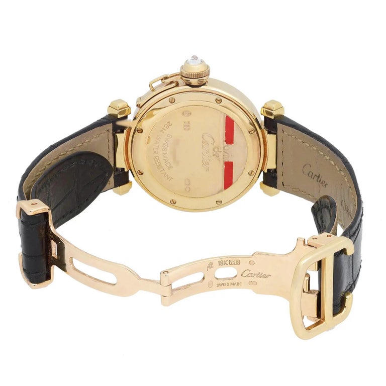 Cartier Pasha Grid de 32mm Silver Dial 18K Yellow Gold Diamond Watch ...