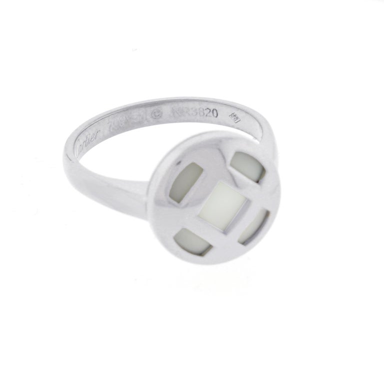 Cartier Pasha Mother Of Pearl 18k White Gold Ring Size 50 at 1stDibs