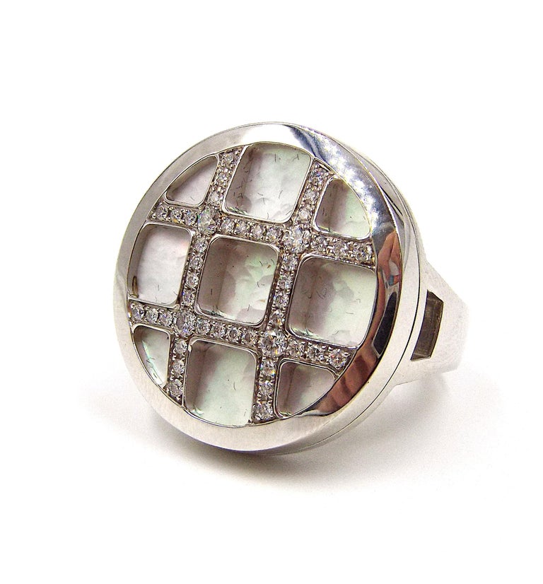 Cartier Pasha Mother Of Pearl Diamond 18K White Gold Ring For Sale at ...