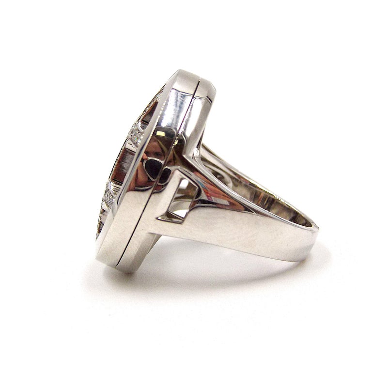 Cartier Pasha Mother Of Pearl Diamond 18K White Gold Ring For Sale at ...