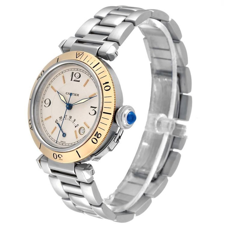 Cartier Pasha Power Reserve Mens Steel and Gold Watch W3101255 Box ...