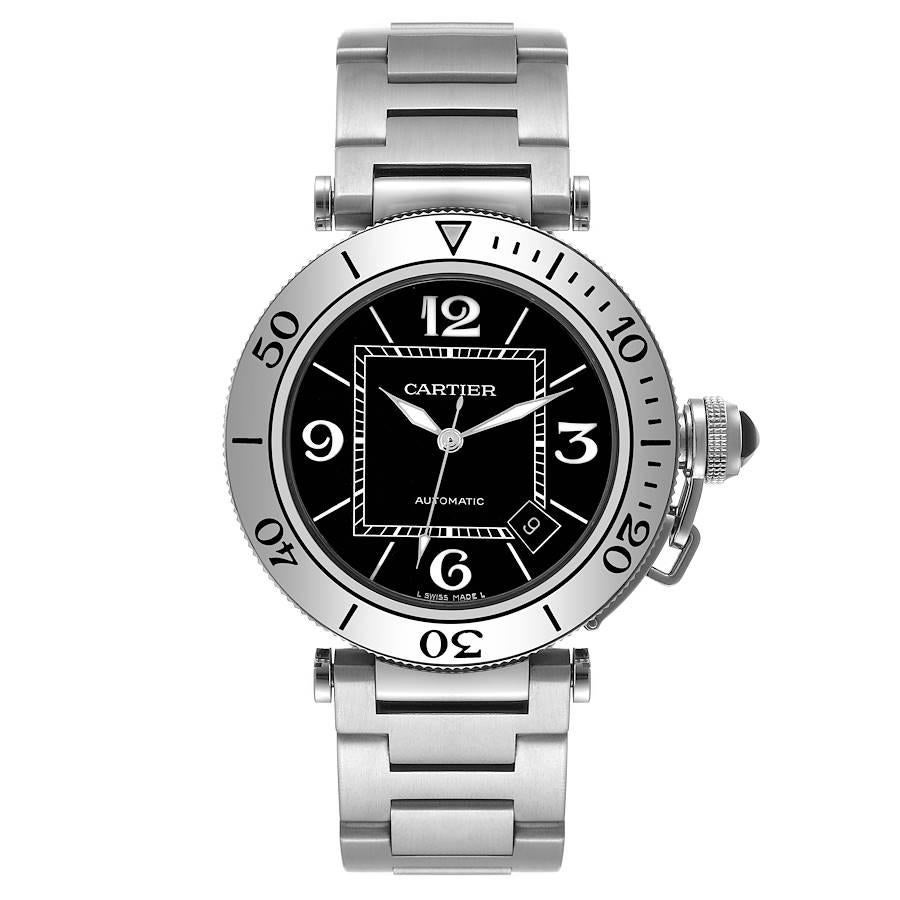 Cartier Pasha Seatimer Quadrante Nero Automatico Acciaio Orologio Uomo ...