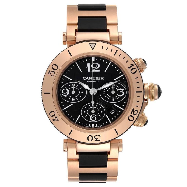 Cartier Montre Pasha Seatimer pour homme avec cadran noir et or rose ...
