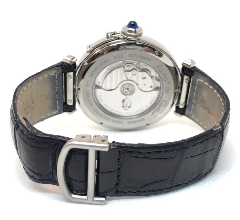 Cartier Pasha Stainless Steel Auto Watch on Leather Strap, Exhibition ...