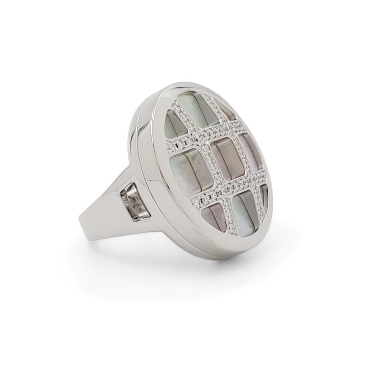 Cartier 'Pasha' White Gold Mother of Pearl and Diamond Ring at 1stDibs