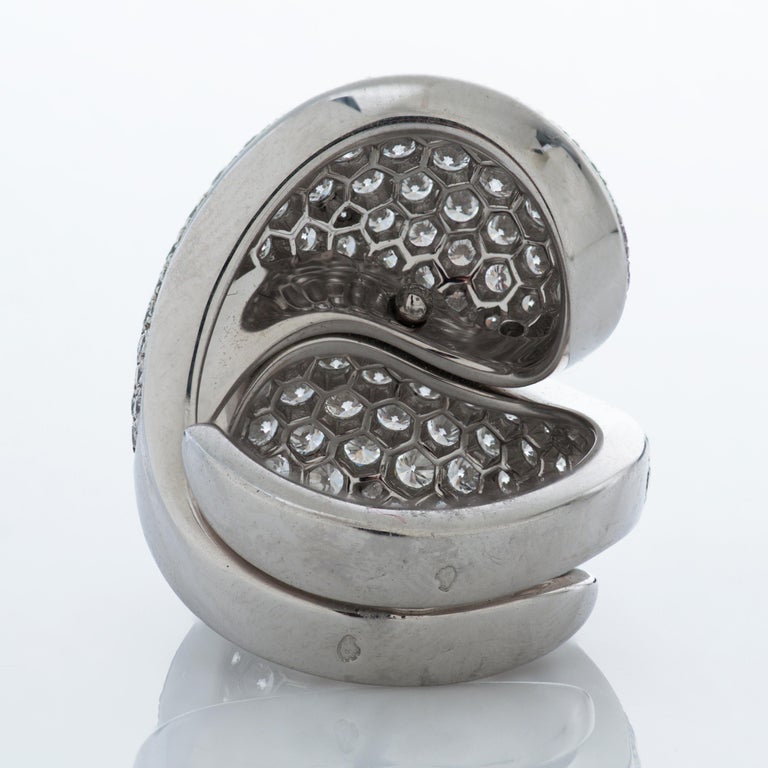 Cartier Pave Set Diamond Bypass Dome Ring in 18k White Gold For Sale at ...
