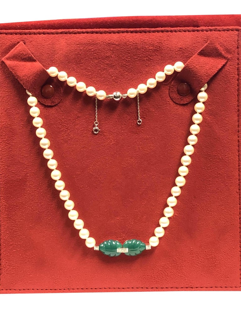 Cartier Pearl Gold and Stone Set Necklace at 1stDibs