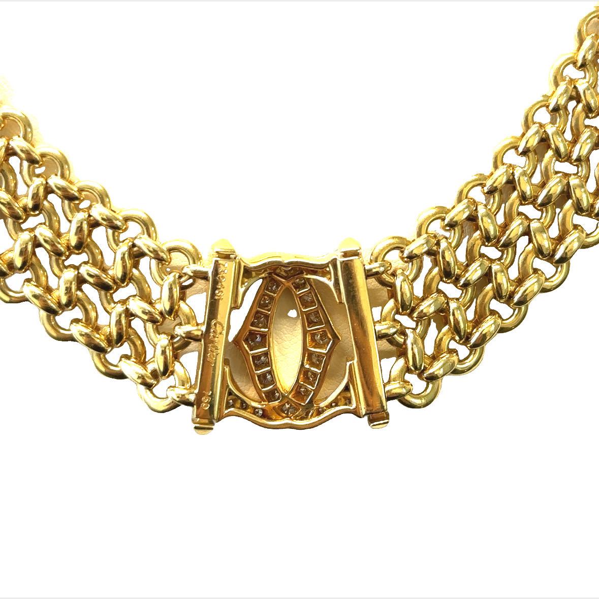 Cartier 'Penelope' 'Double C' Gold and Diamond Necklace at 1stDibs