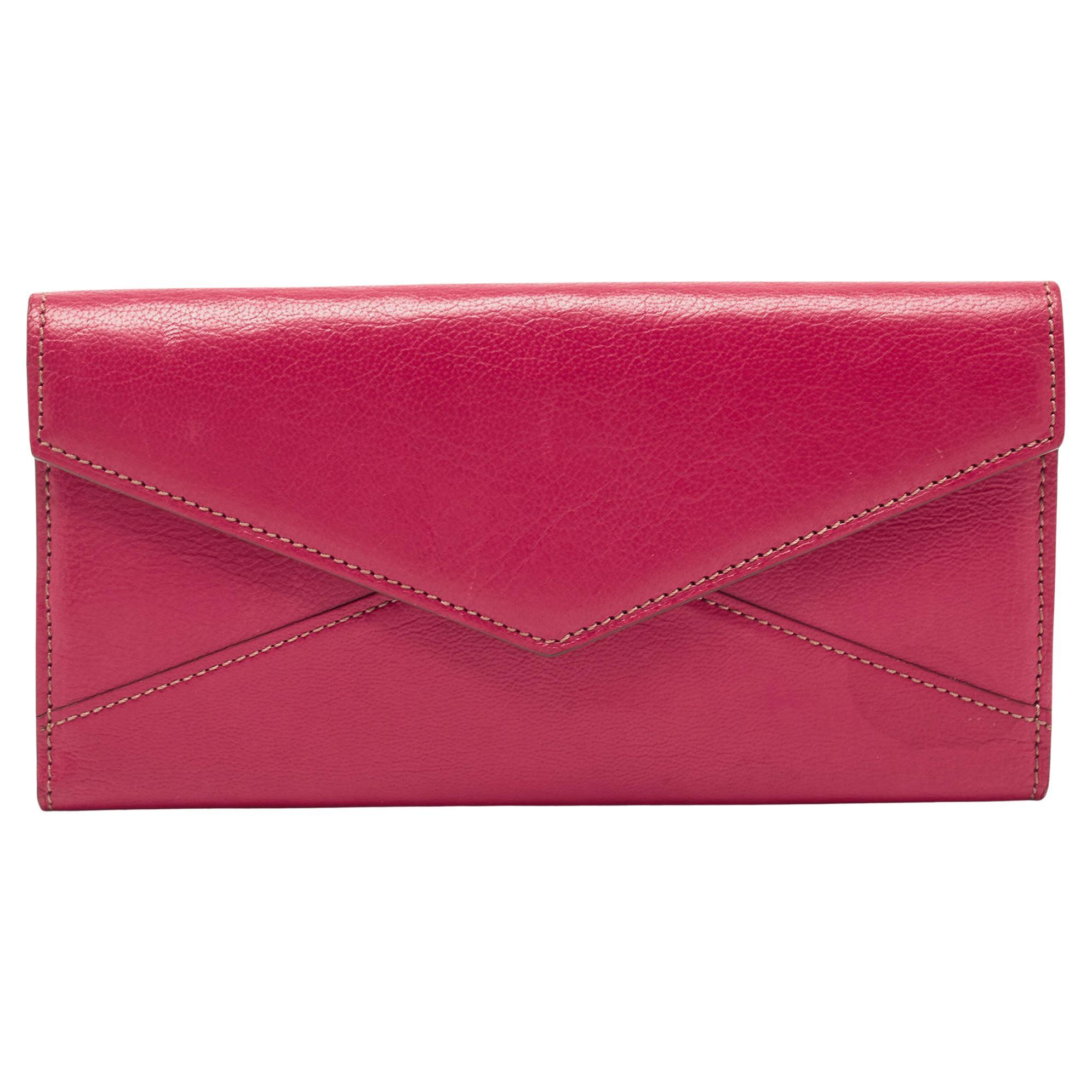 Cartier Pink Leather Les Must Envelope Trifold Wallet For Sale at 1stDibs