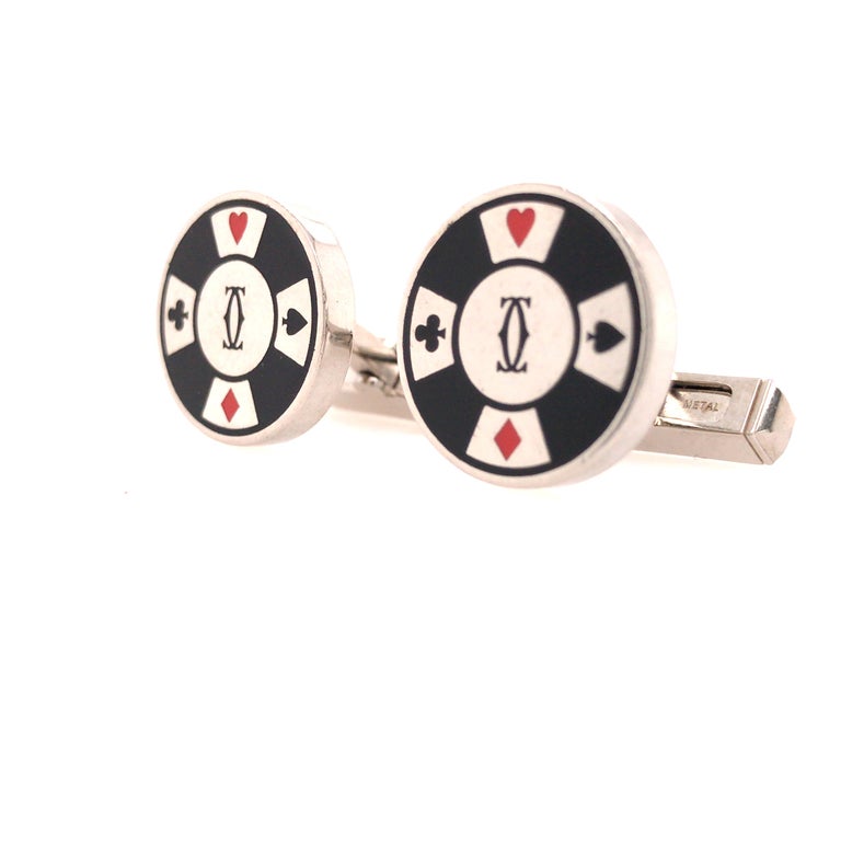 Cartier Playing Card Cufflinks in Silver at 1stDibs
