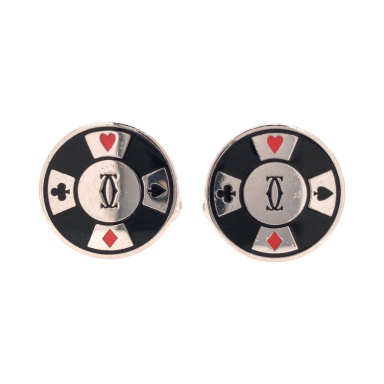 Cartier Playing Card Cufflinks in Silver at 1stDibs