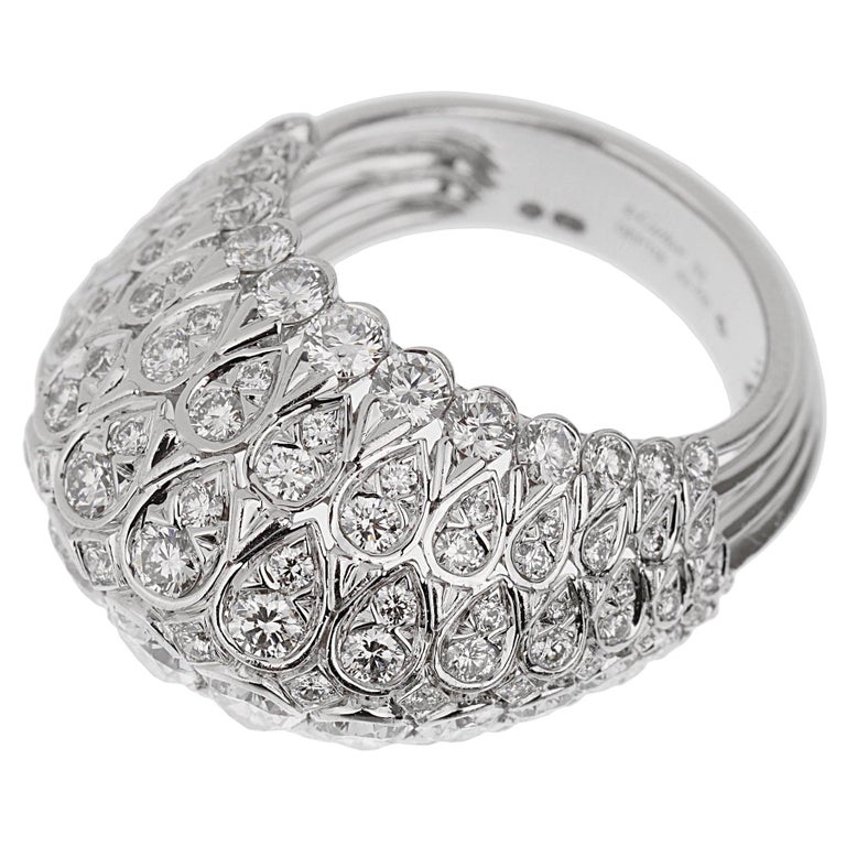 Cartier Pluie Diamond Bombe White Gold Cocktail Ring For Sale at 1stDibs