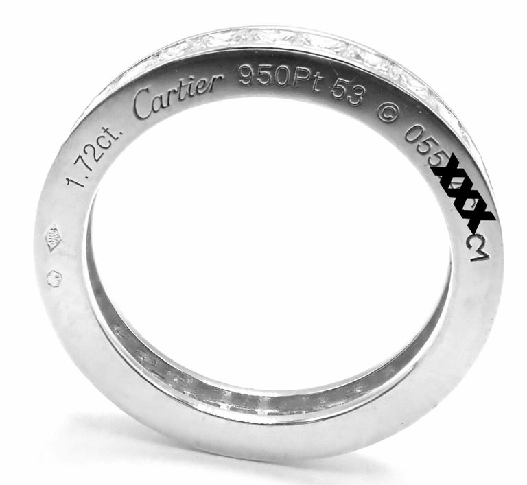 Cartier Princess Cut Diamond Eternity Platinum Band Ring For Sale at ...