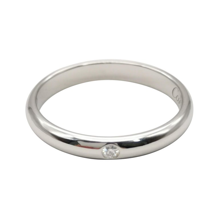 Cartier PT950 1P Diamond Wedding Band Ring For Sale at 1stDibs ...