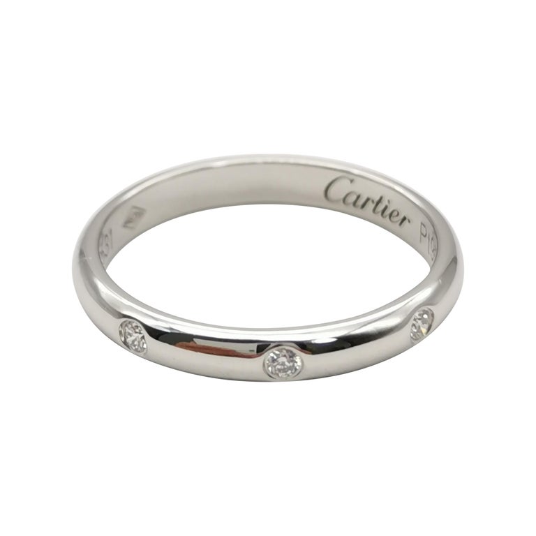 Cartier PT950 3P Diamond Wedding Band Ring For Sale at 1stDibs ...