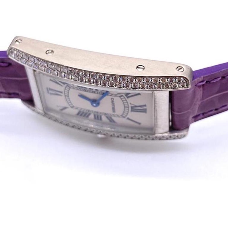 Cartier Purple Tank Américaine 18 Ct Women's Watch For Sale at 1stDibs