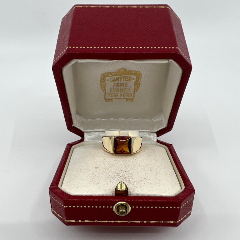 Cartier Rare Vintage Deep Orange Citrine 18k Yellow Gold Tank Band Solo ...