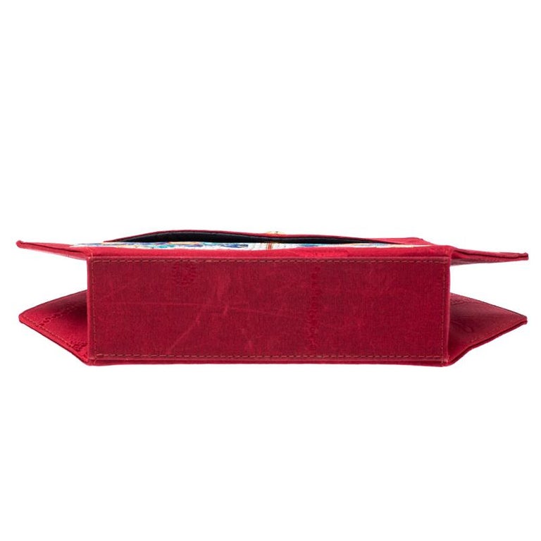 Cartier Red Floral Printed Fabric Chain Shoulder Bag at 1stDibs