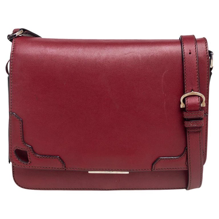 Cartier Red Leather Flap Shoulder Bag at 1stDibs