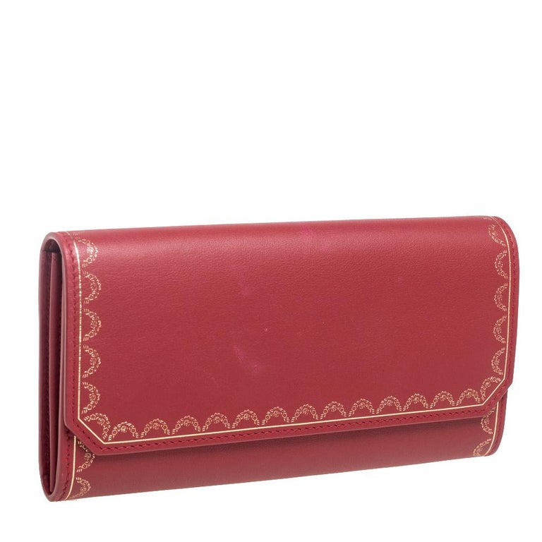 Cartier Red Leather Guirlande de Cartier Continental Wallet For Sale at ...