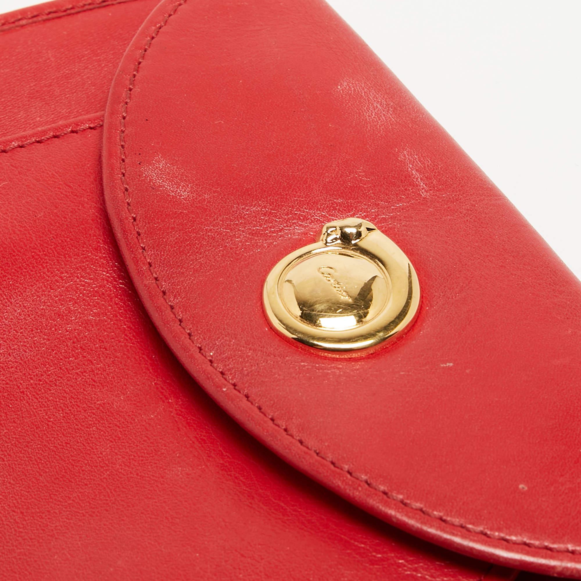 Cartier Red Leather Panthere Flap Coin Pouch For Sale at 1stDibs