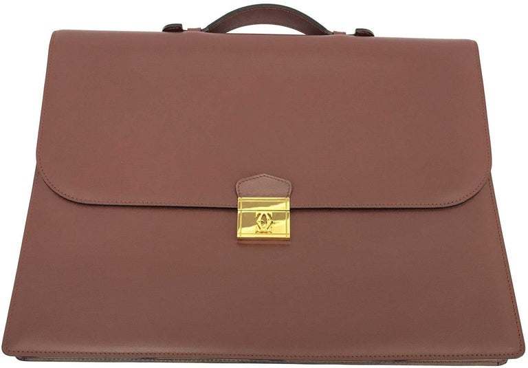 Cartier Red Must De Cartier Leather Briefcase Bag with gold-tone ...