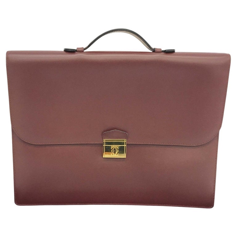 Cartier Red Must De Cartier Leather Briefcase Bag with gold-tone ...
