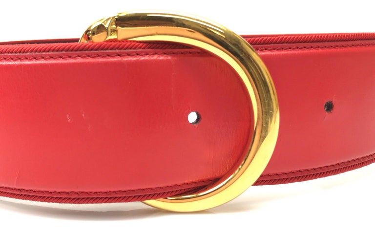CARTIER Red Thick Belt w/ Gold Jaguar Clasp at 1stDibs | thick red belt