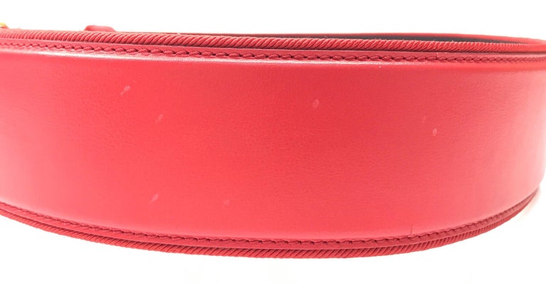 CARTIER Red Thick Belt w/ Gold Jaguar Clasp at 1stDibs | thick red belt