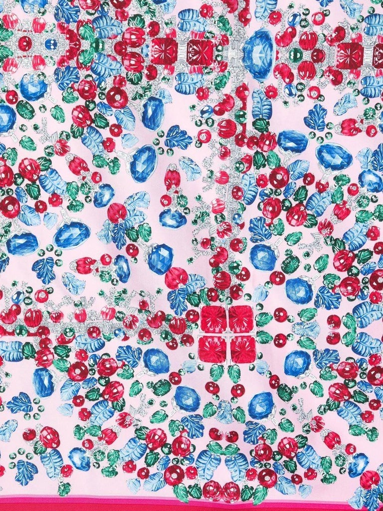 Cartier Red Tutti Frutti Print Silk Scarf For Sale at 1stDibs