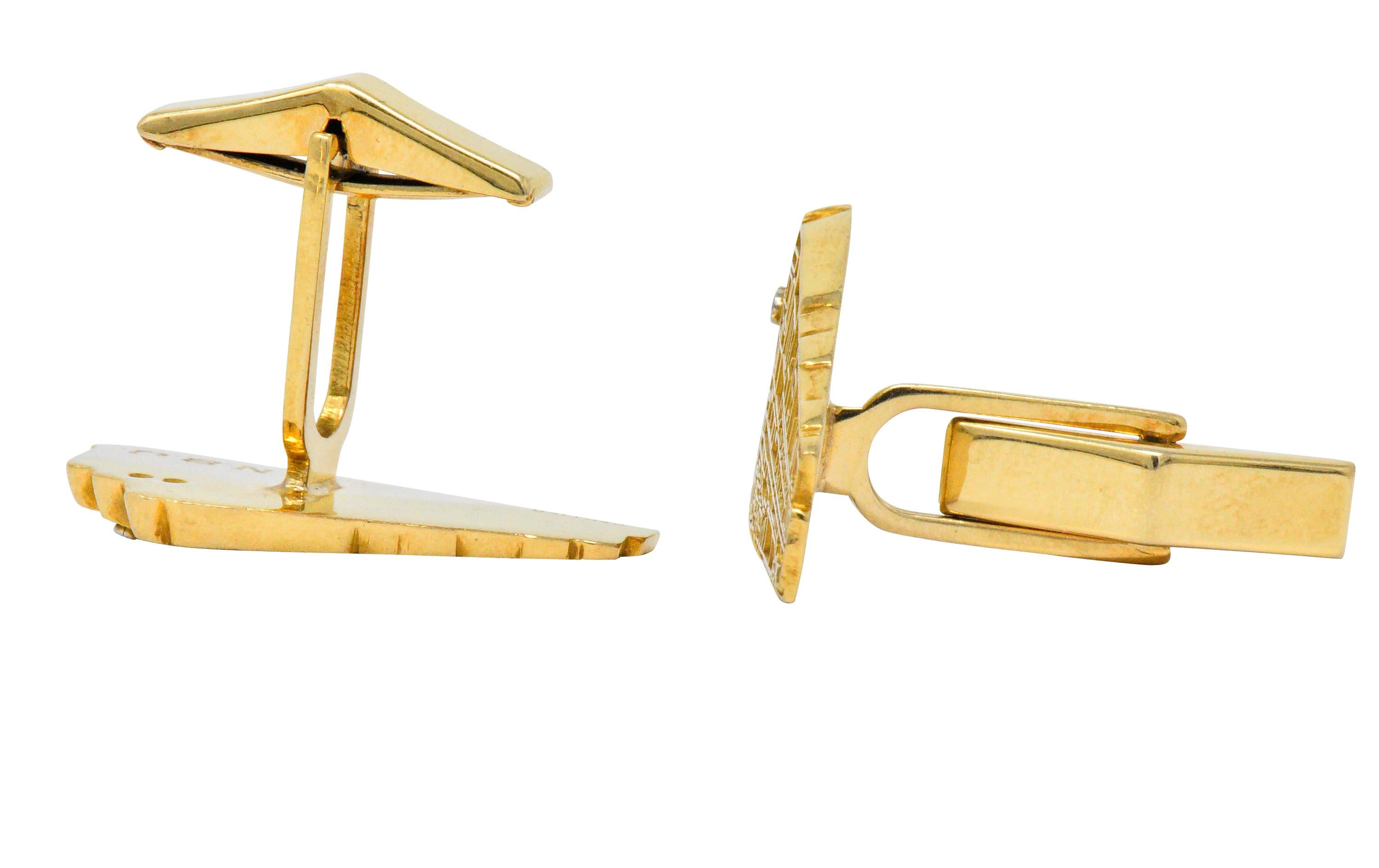 Cartier Retro Diamond 18 Karat Gold Locomotive Train Cufflinks at 1stDibs
