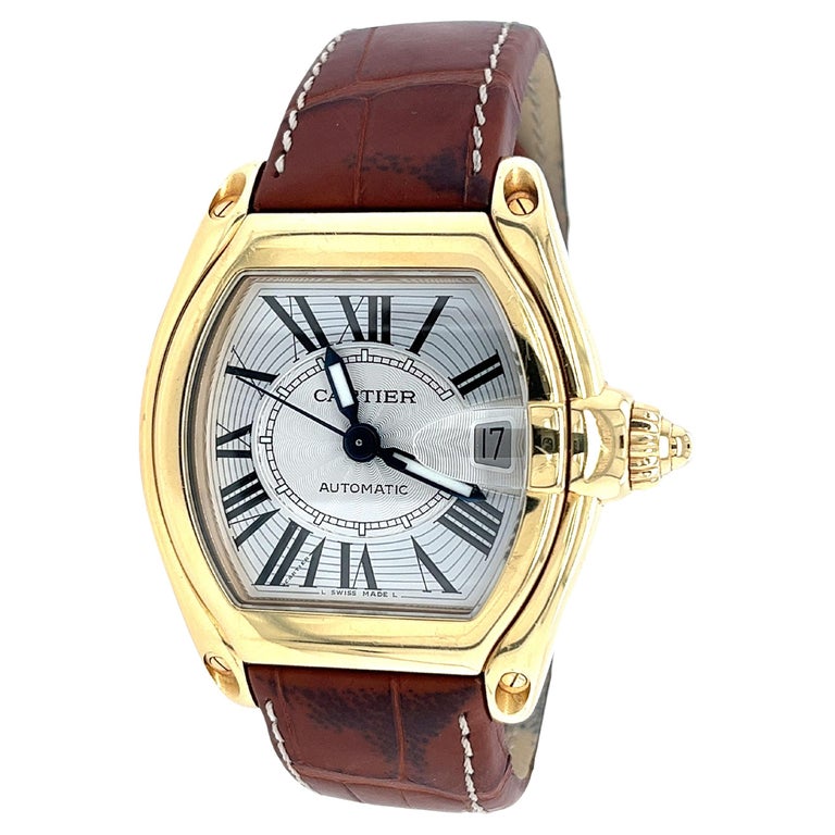 Cartier Roadster 2524 Men's Watch in 18K Gold with Leather Strap Box ...