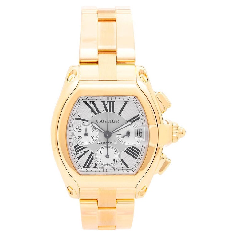 Cartier Roadster Chronograph 18k Yellow Gold Men's Watch 2619 For Sale ...