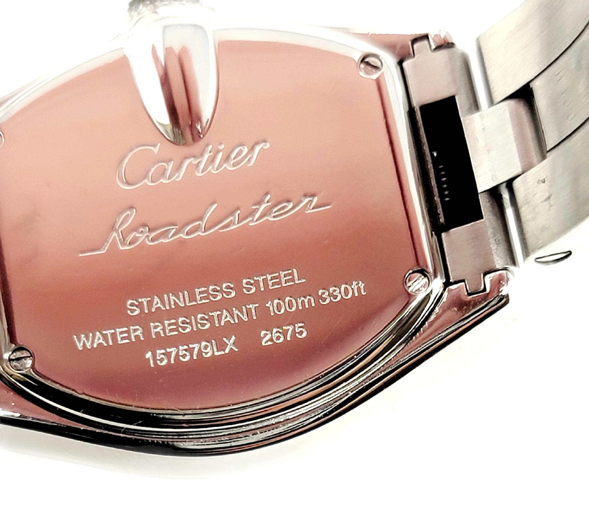 Cartier Roadster Chronograph Custom Diamond Bezel Stainless Steel Watch ...