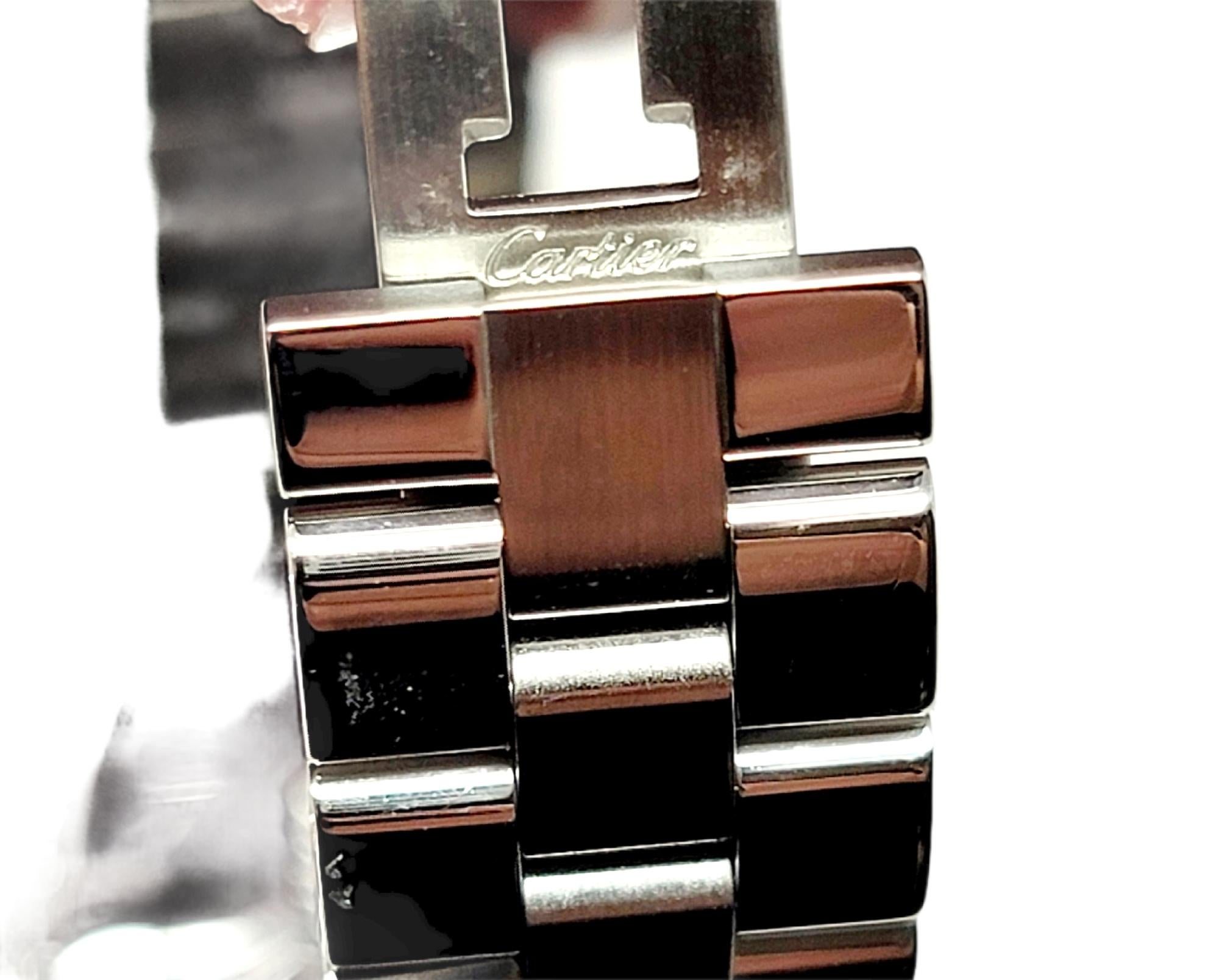 Cartier Roadster Chronograph Custom Diamond Bezel Stainless Steel Watch ...