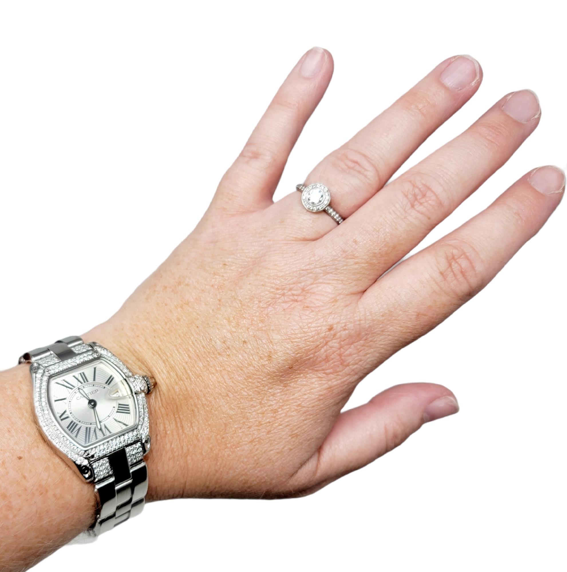 Cartier Roadster Chronograph Custom Diamond Bezel Stainless Steel Watch ...