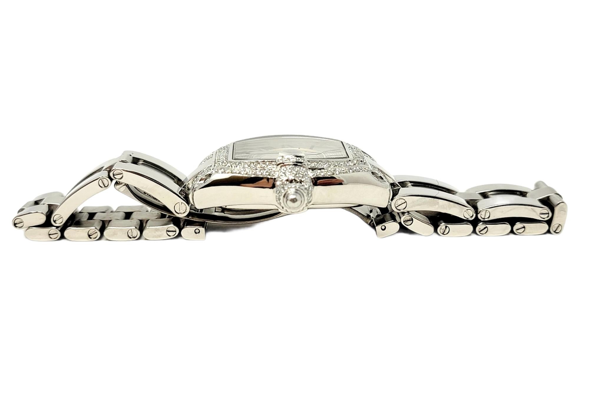Cartier Roadster Chronograph Custom Diamond Bezel Stainless Steel Watch ...