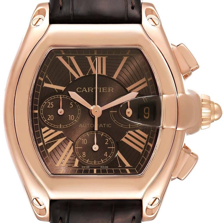 Cartier Montre pour homme Roadster Chronograph XL en or rose 18 carats ...