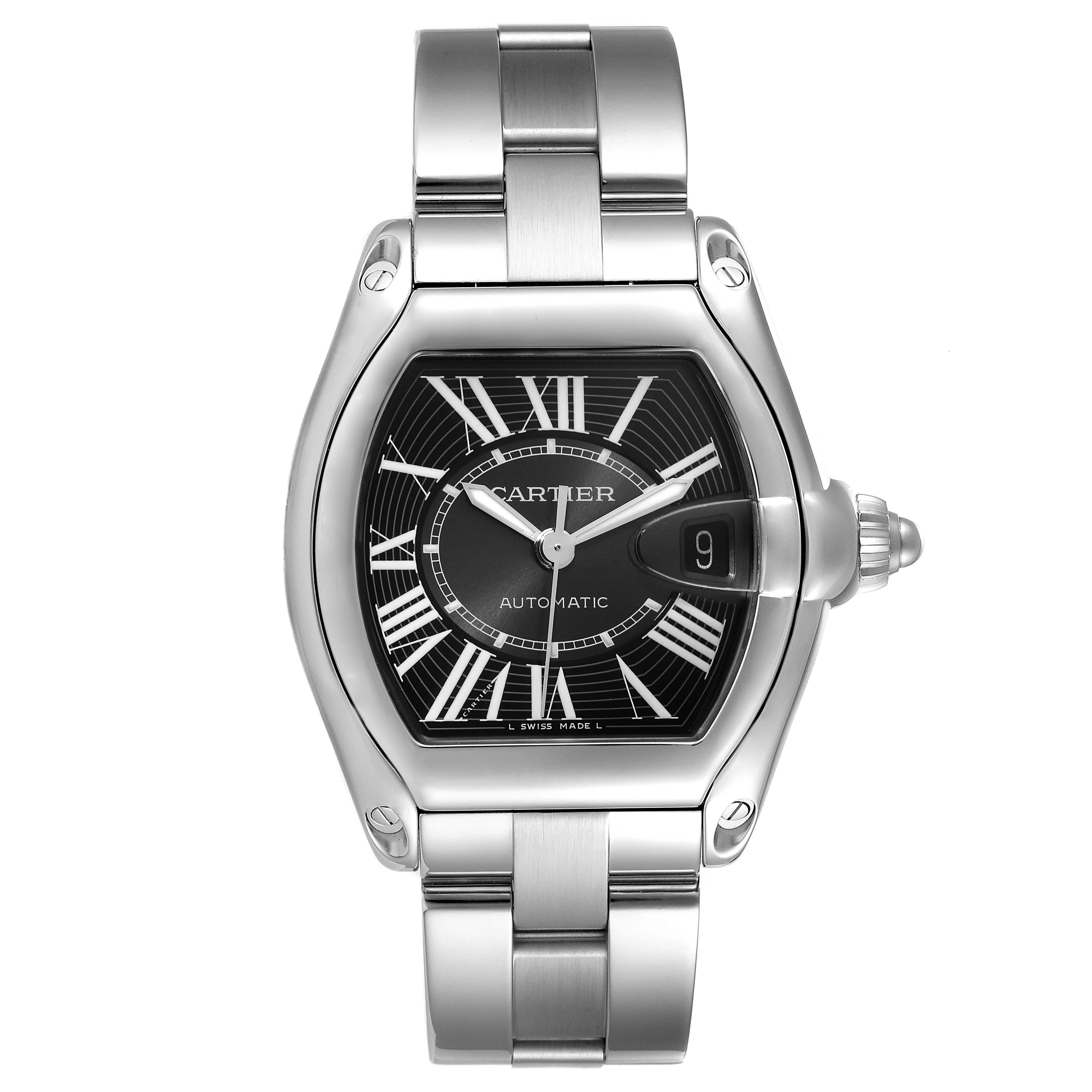 Cartier Roadster Large Black Dial Steel Mens Watch W62041V3 For Sale at ...