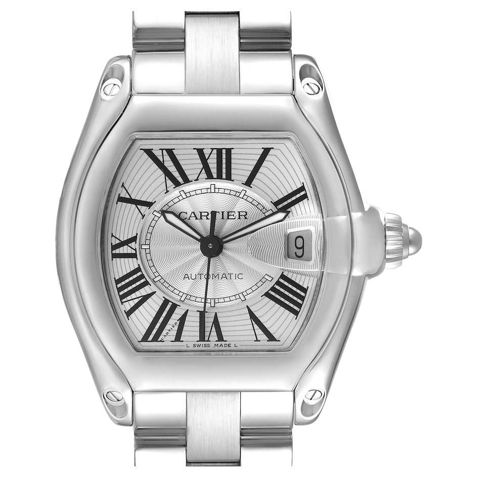 Cartier Roadster Silver Dial Chronograph Steel Mens Watch W62019X6 For ...