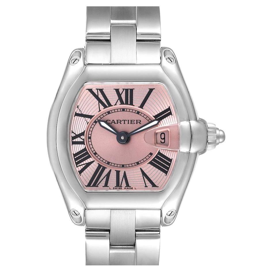 Cartier Roadster Pink Dial Stainless Steel Ladies Watch W62017V3 For ...