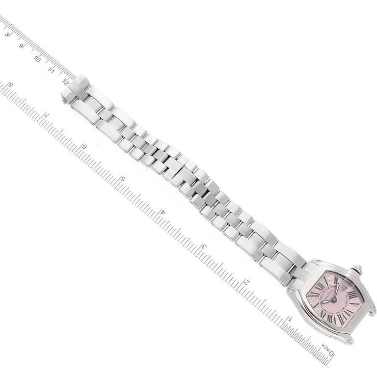 Cartier Roadster Pink Dial Steel Ladies Watch W62017V3 For Sale at 1stDibs
