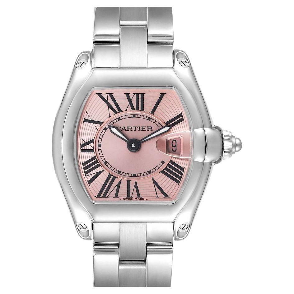 Cartier Roadster Pink Dial Stainless Steel Ladies Watch W62017V3 For ...