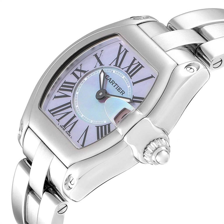 Cartier Roadster Purple Mother of Pearl Dial Steel Ladies Watch ...