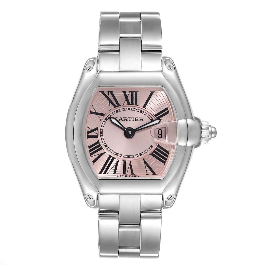 Cartier Roadster Small Pink Dial Steel Ladies Watch W62017V3 For Sale ...