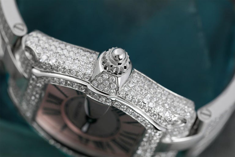 Cartier Roadster Stainless Steel Diamond Case and Side Bracelet Watch ...