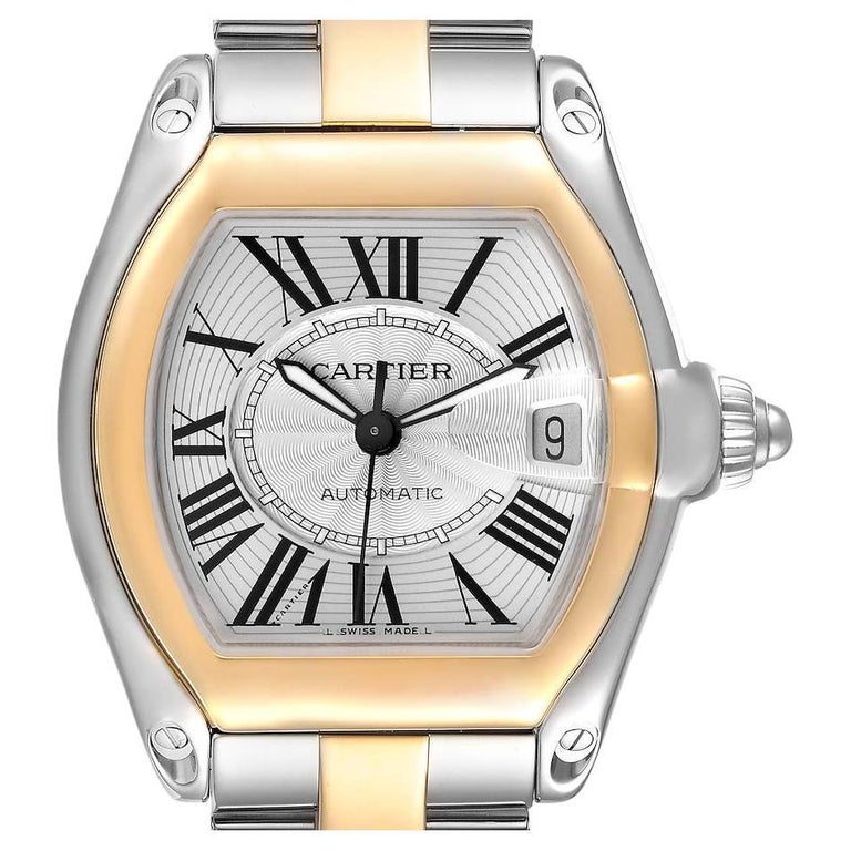 Cartier Montre pour homme Roadster en acier, or jaune et cadran argenté ...