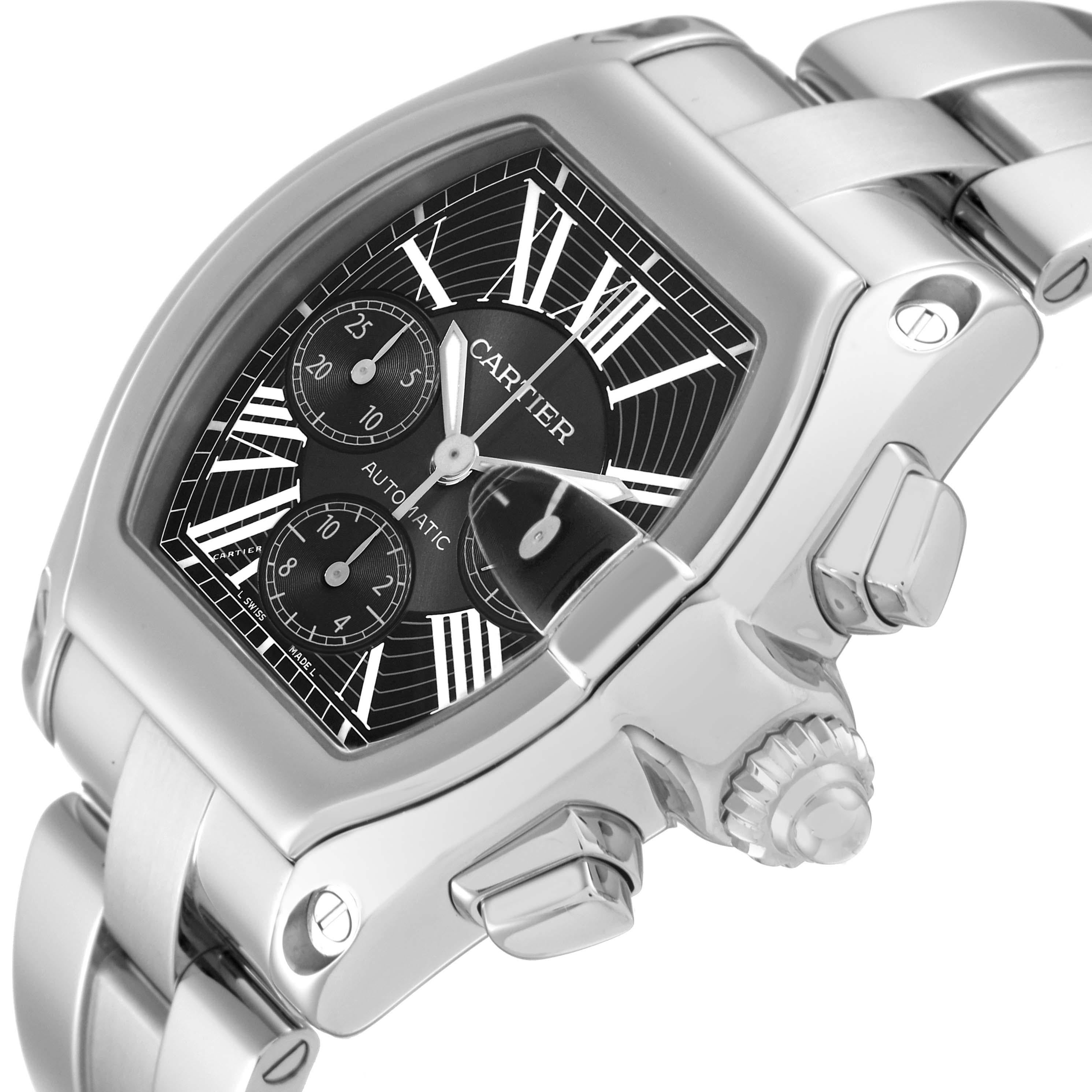 Cartier Roadster XL Chronograph Steel Mens Watch W62020X6 Papers For ...