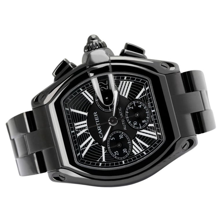 Cartier Roadster XL W62020X6 Black PVD/DLC Watch For Sale at 1stDibs